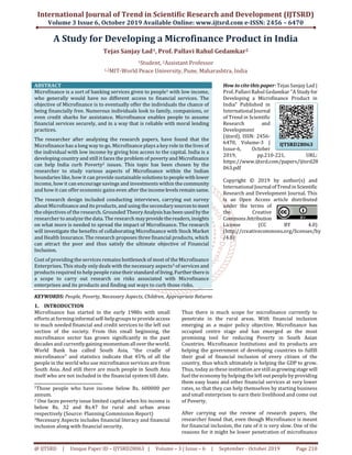 A Study for Developing a Microfinance Product in India | PDF