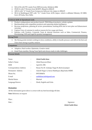 Resume_ Sadik khan_updated1New | PDF
