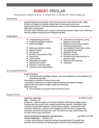 robert preslar Resume 1 | PDF