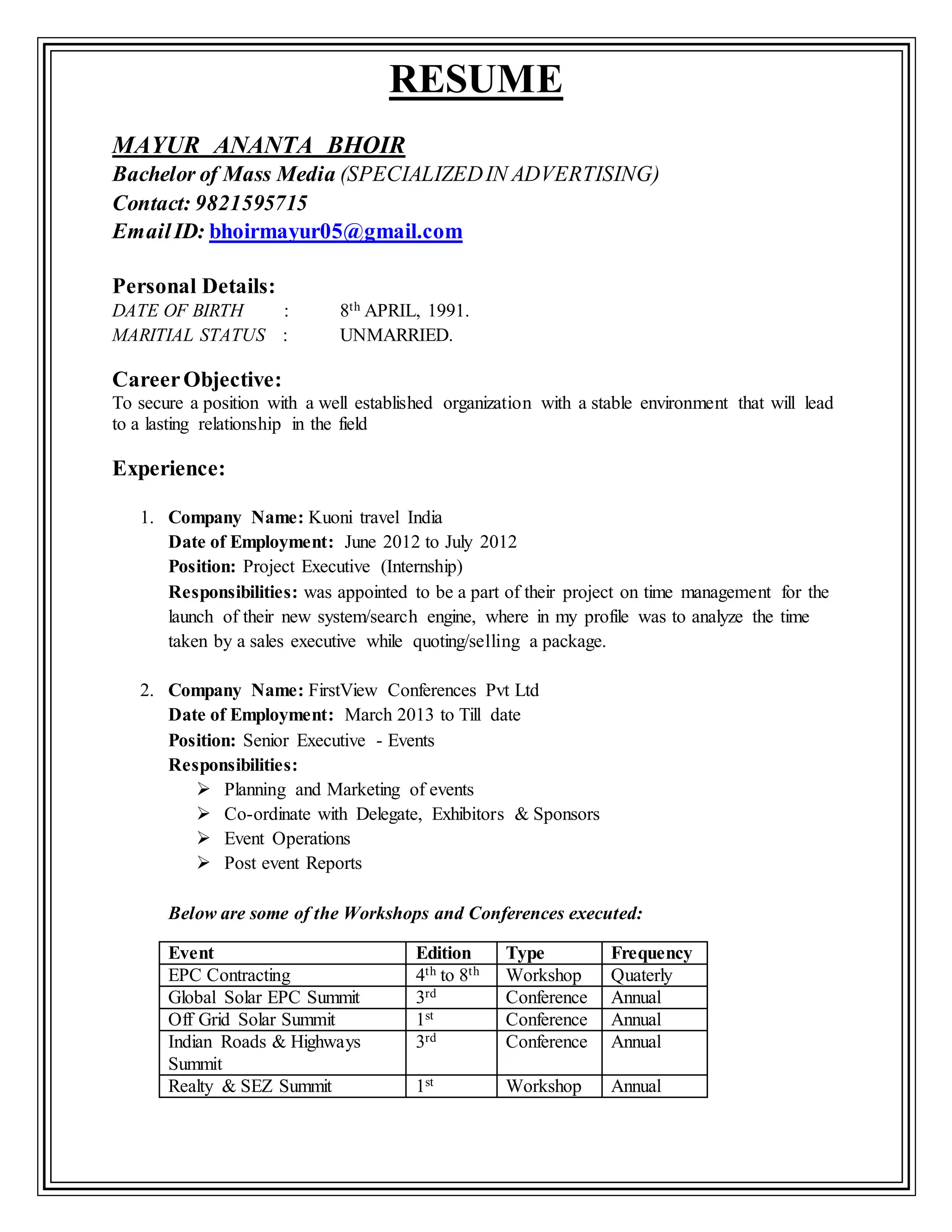 MAYUR RESUME | PDF