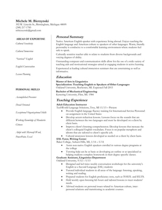 Resume ESL Focus OCT2015 | PDF