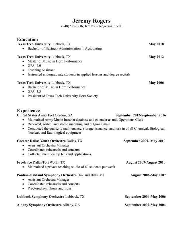 Rogers LinkedIn Resume | PDF | Music | Entertainment