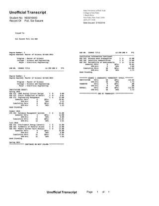 Unofficial Transcript | PDF