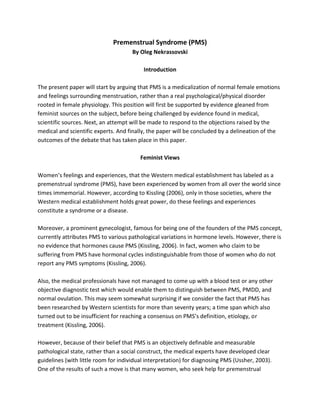 Premenstrual Syndrome (PMS) | PDF
