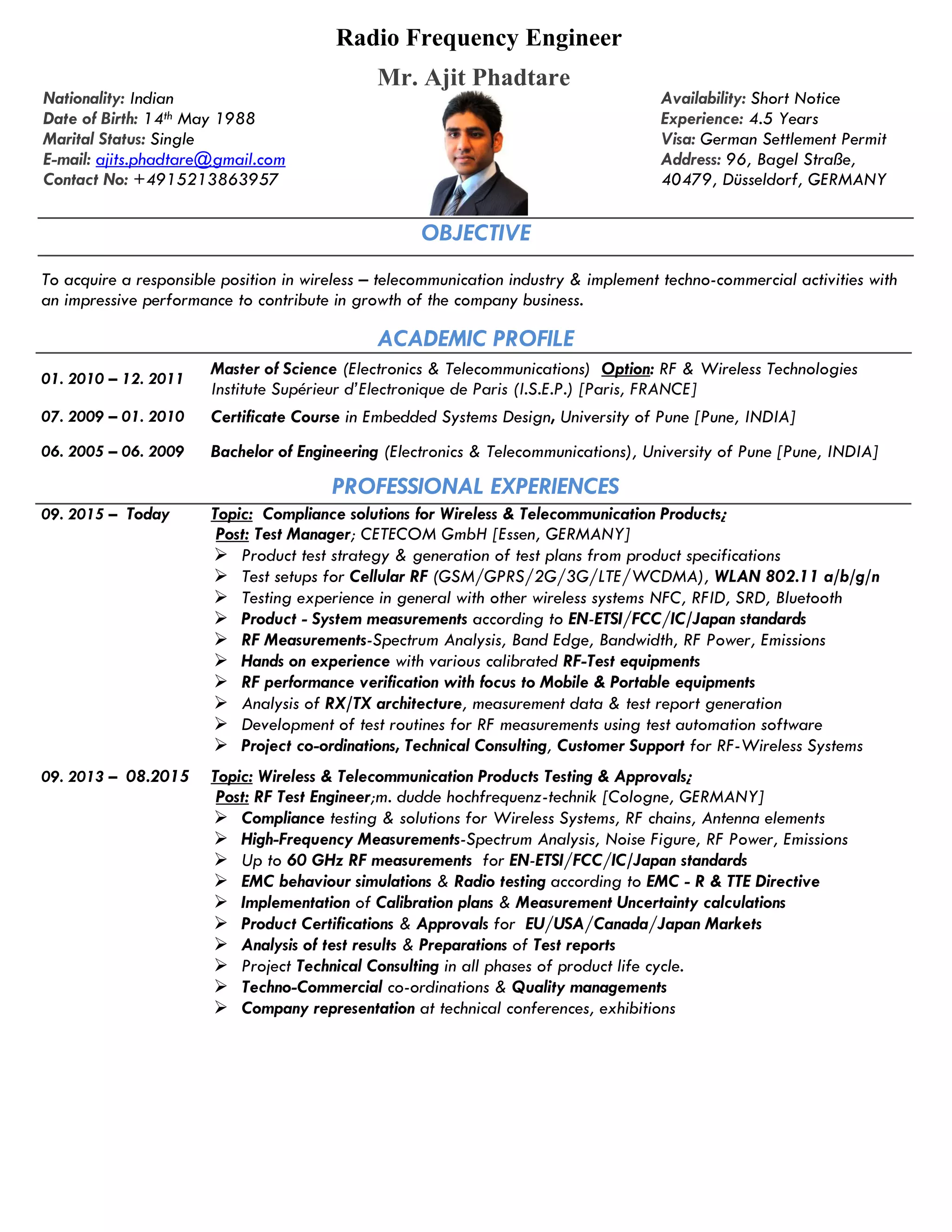 CV-Ajit-PHADTARE-RF Engineer | PDF