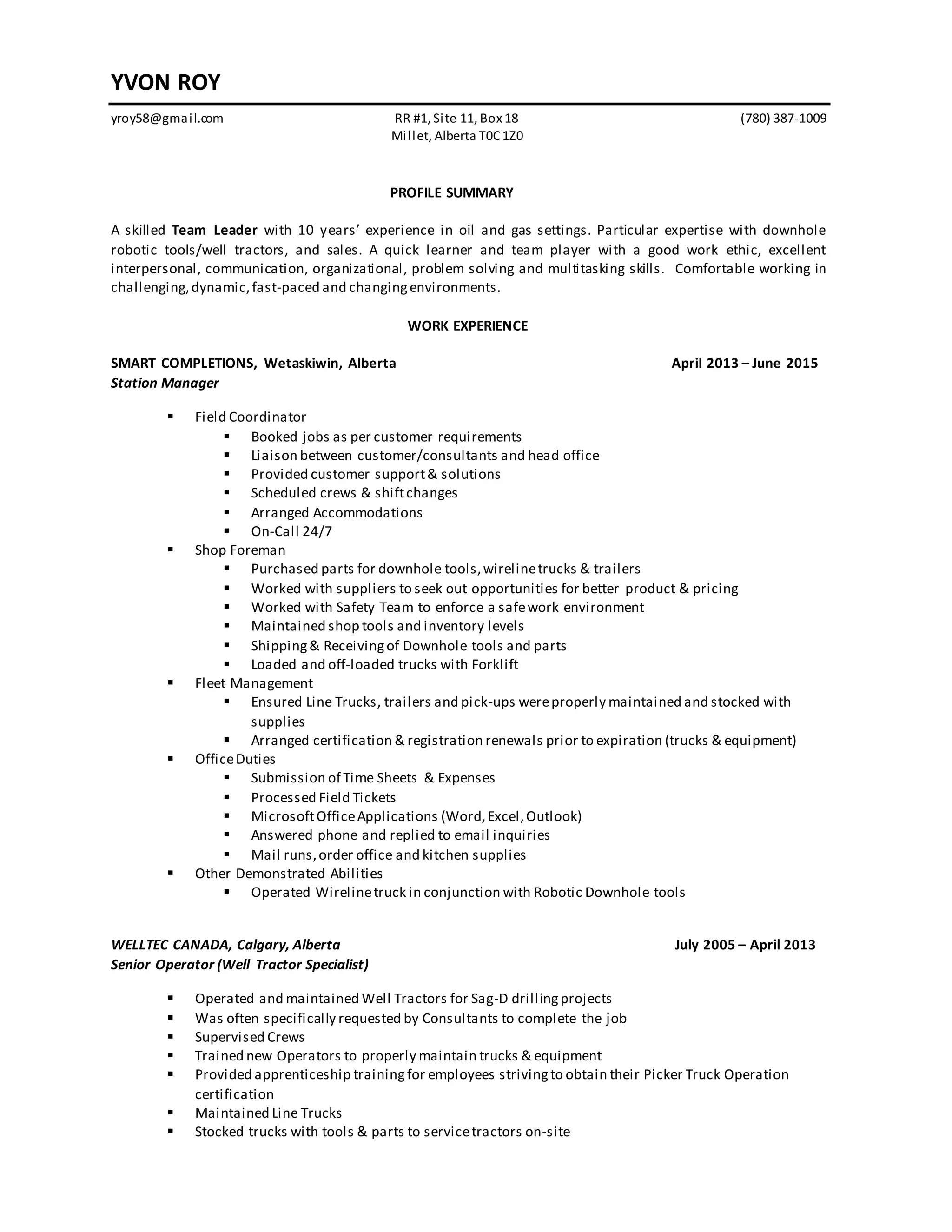 Yvon Roy Resume | PDF