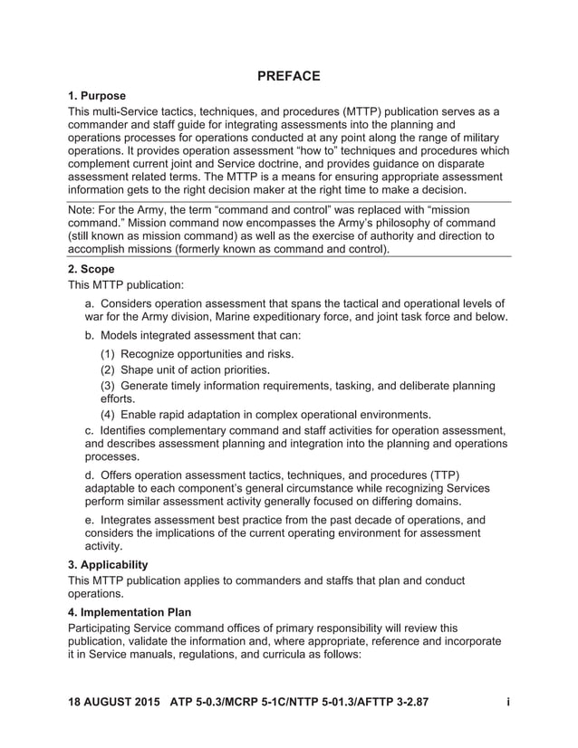 Opertion Assessment MTTP 2015 | PDF | Death, Injury, or Military ...