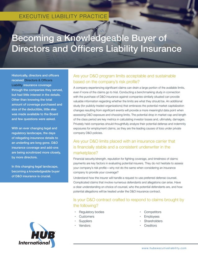D&O Insurance - Become a Knowledgeable Buyer | PDF | Business ...