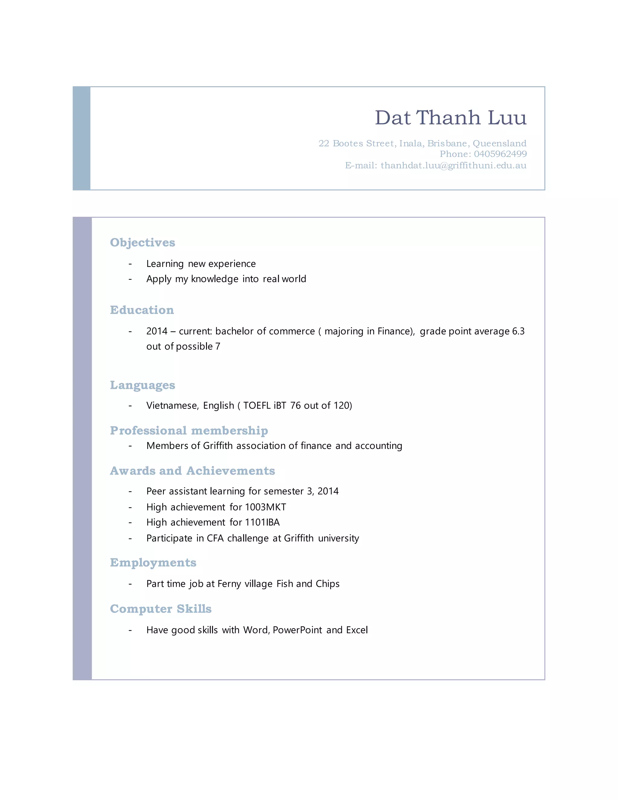 Dat Thanh Luu resumme | DOCX