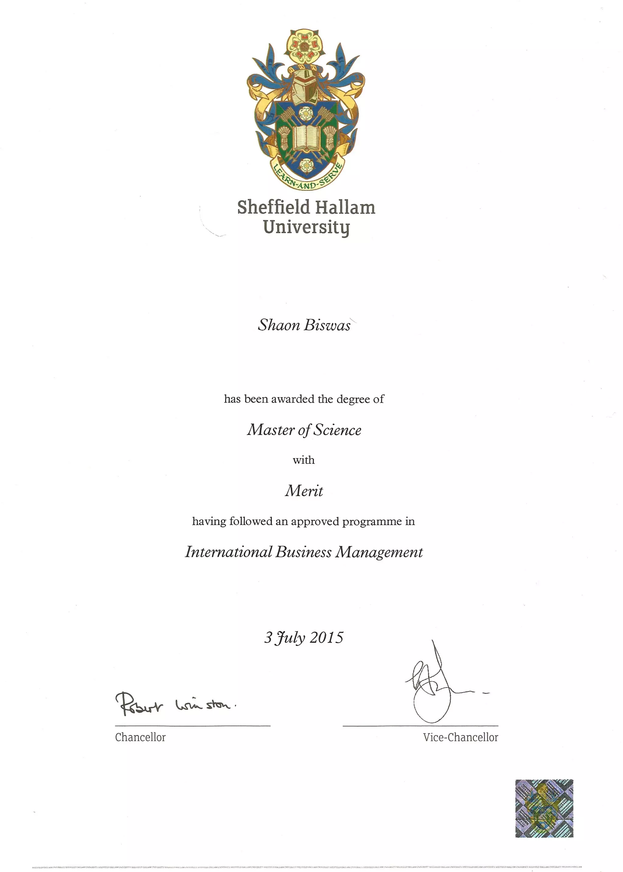 MSC Certificate | PDF