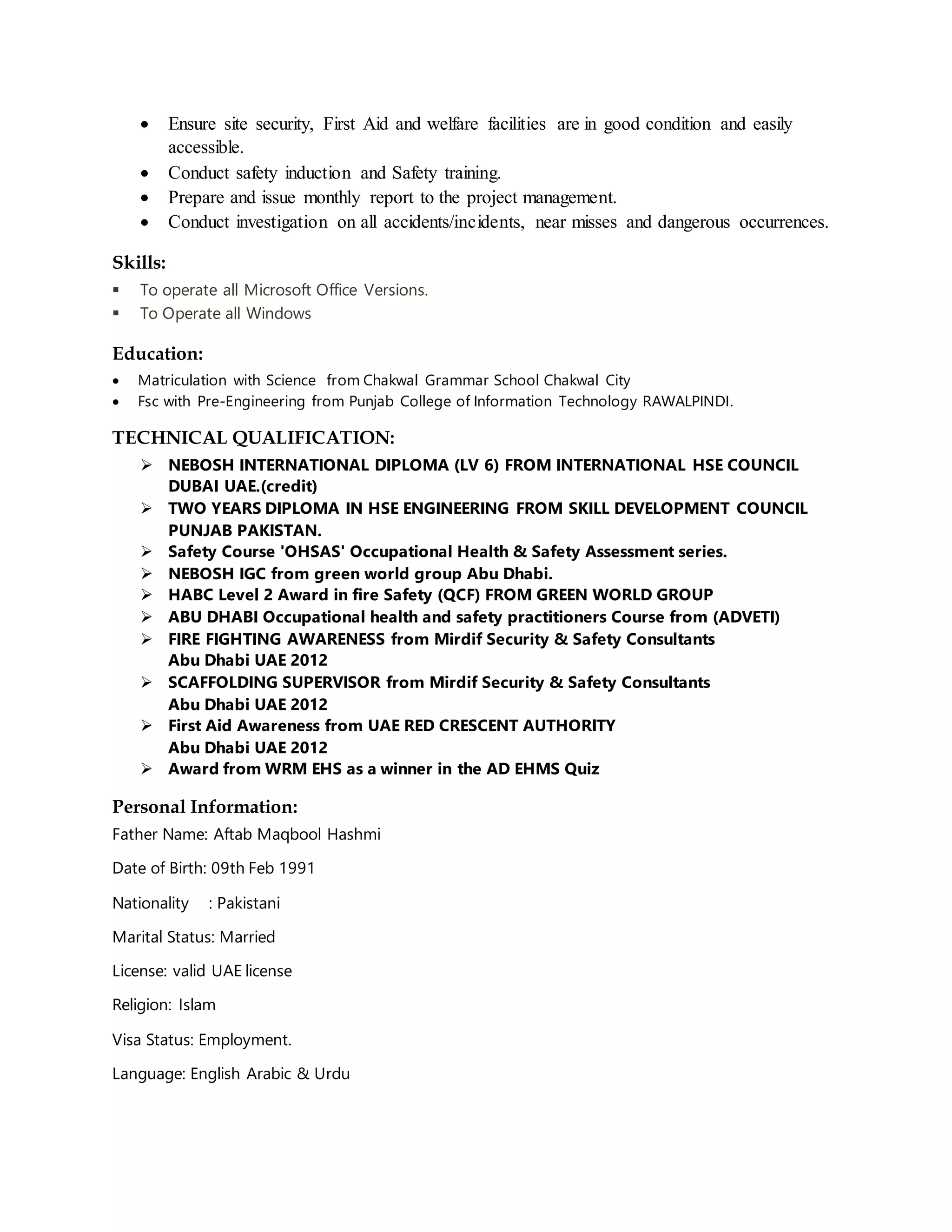 WAQAS ALI HASHMI new cv | DOCX