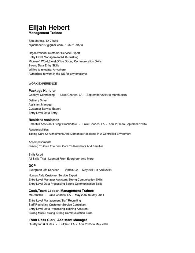 Elijah's EntryLevelManagement | PDF | Eldercare | Family and Relationships