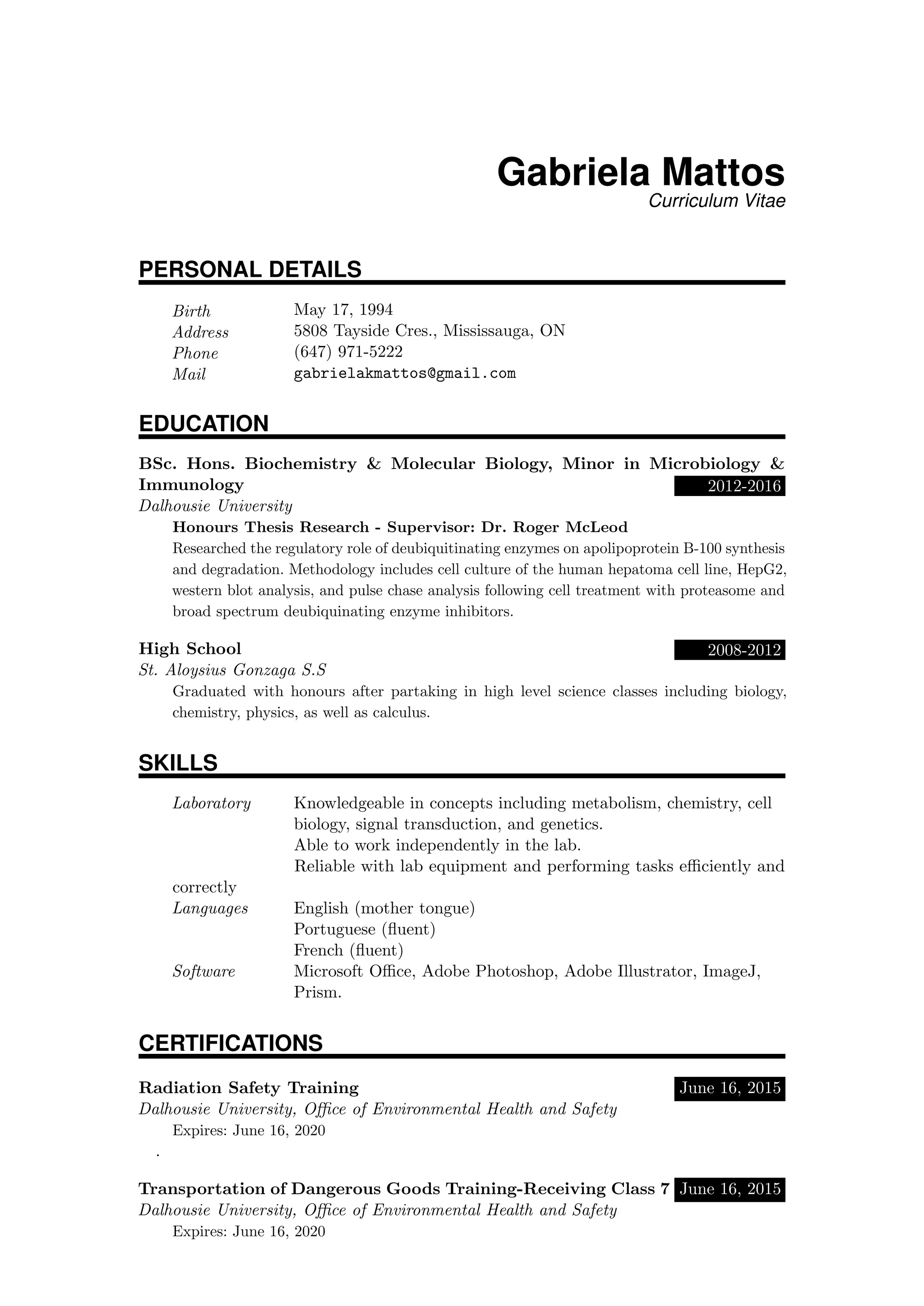 GABRIELA MATTOS - CV 2 | PDF