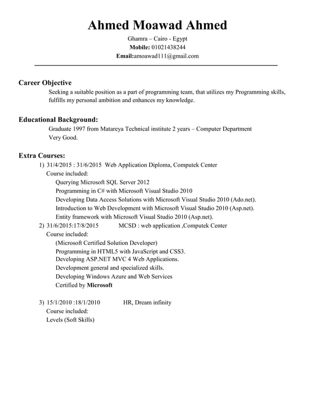 Ahmed CV | PDF