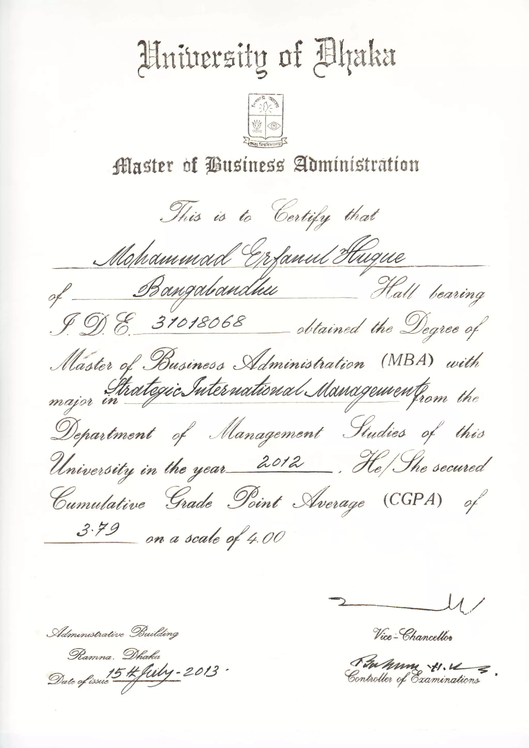 MBA certificate | PDF