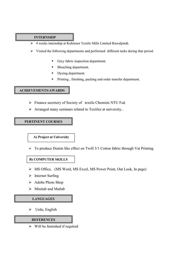 tariq cv | PDF | Apparel Industry | Industries