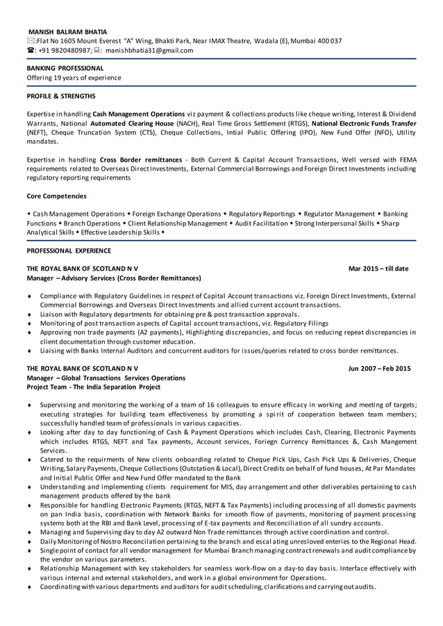 Resume Manish Bhatia | PDF