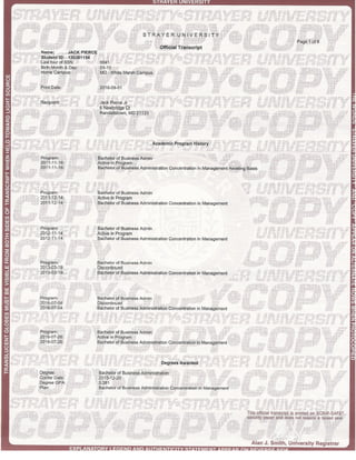 Strayer Official Transcript | PDF