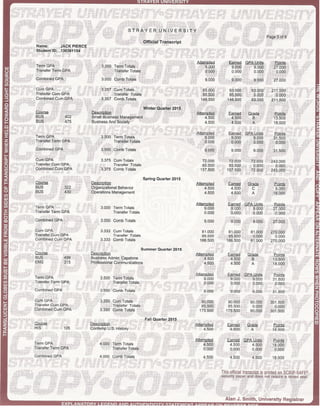 Strayer Official Transcript | PDF