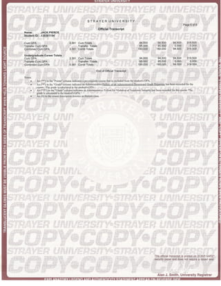 Strayer Official Transcript | PDF