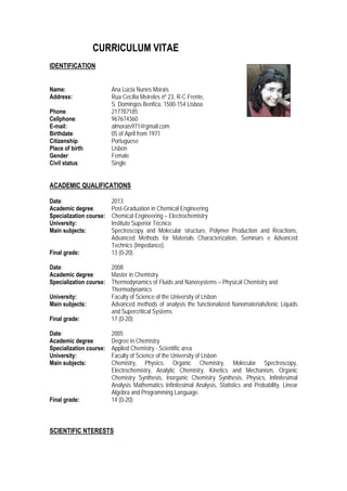 CV- EN ANA MORAIS | PDF