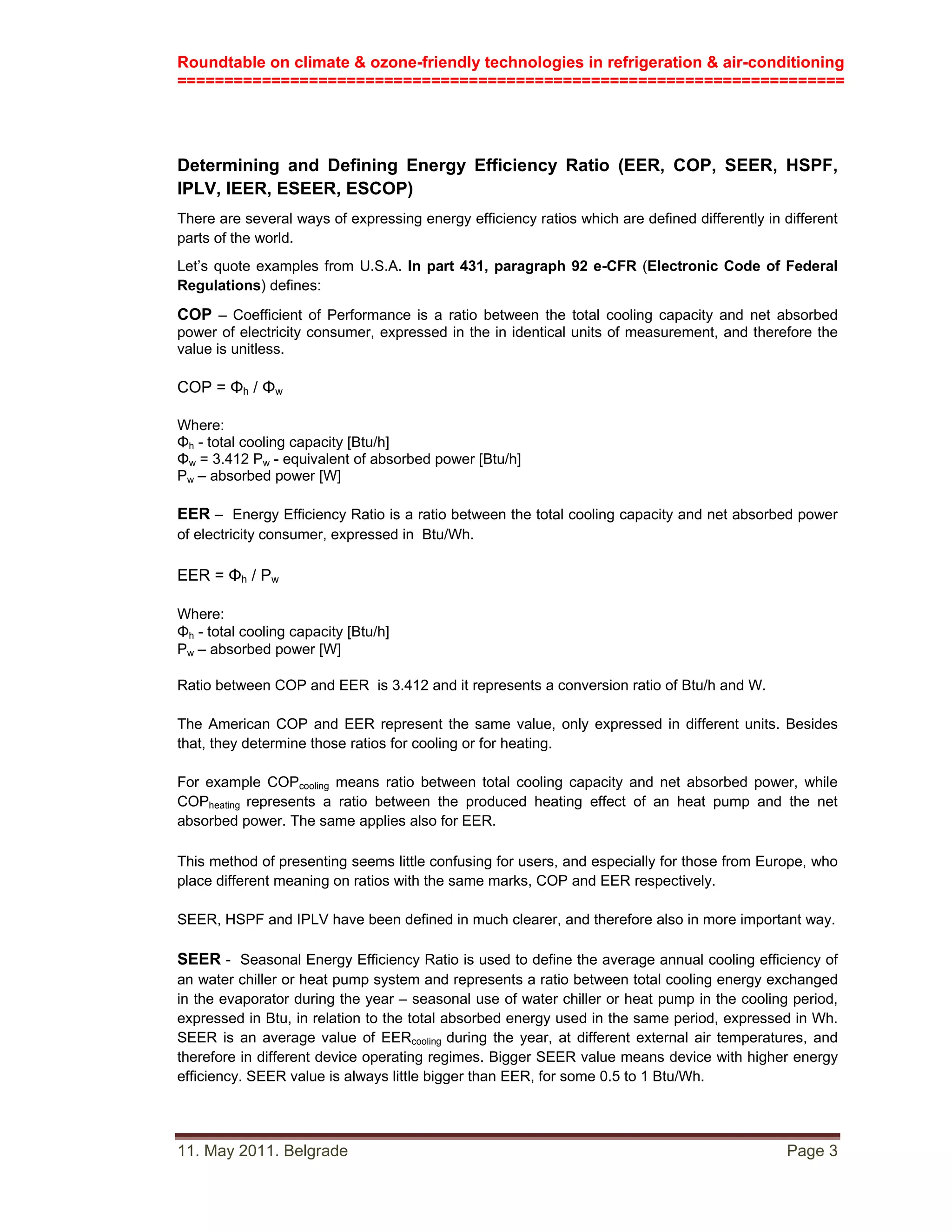 Energy Efficiency determination, classification & labelling of water ...