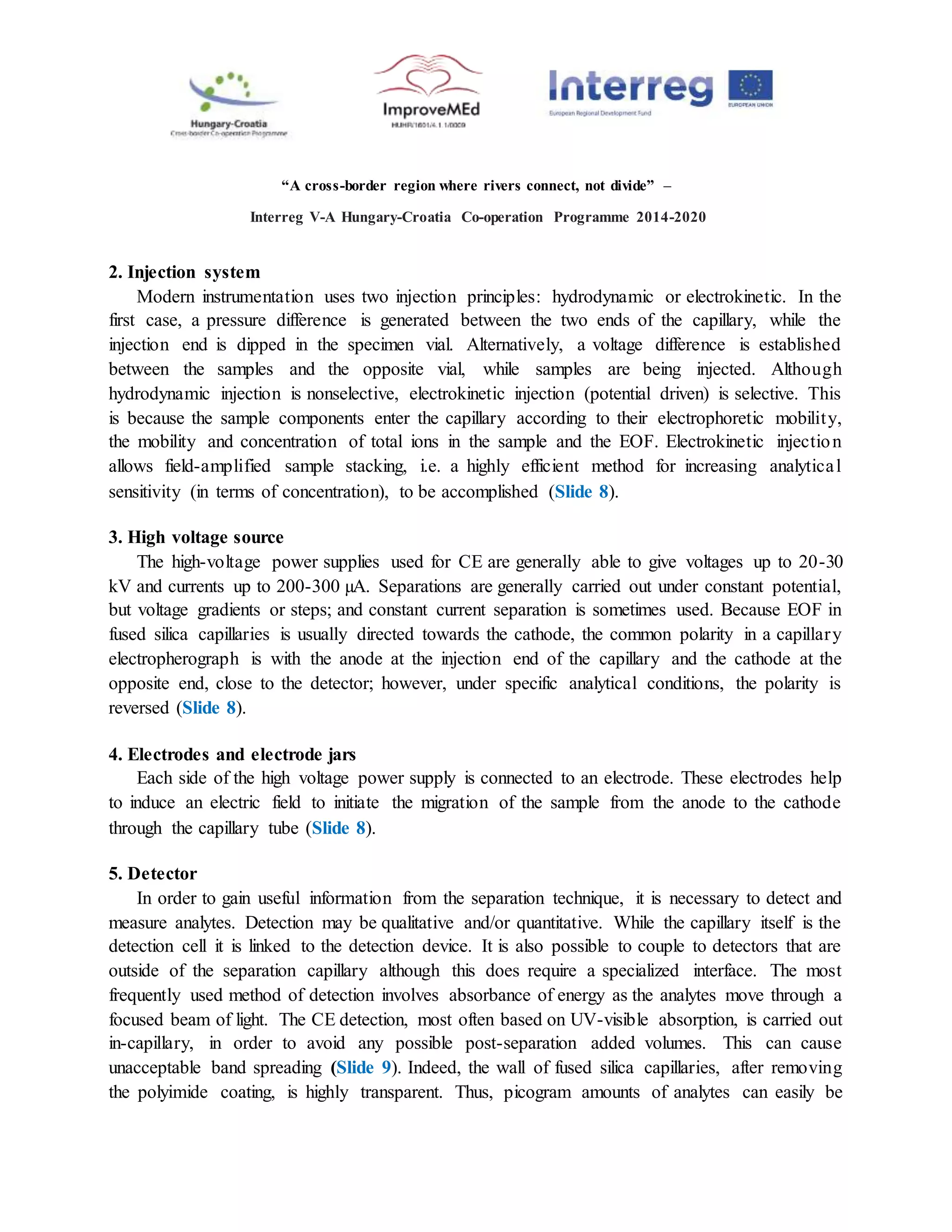 Notes for The principle and performance of capillary electrophoresis | DOCX