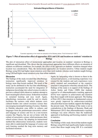Ethnobiology Instructional Approach Effect on Secondary School Students ...