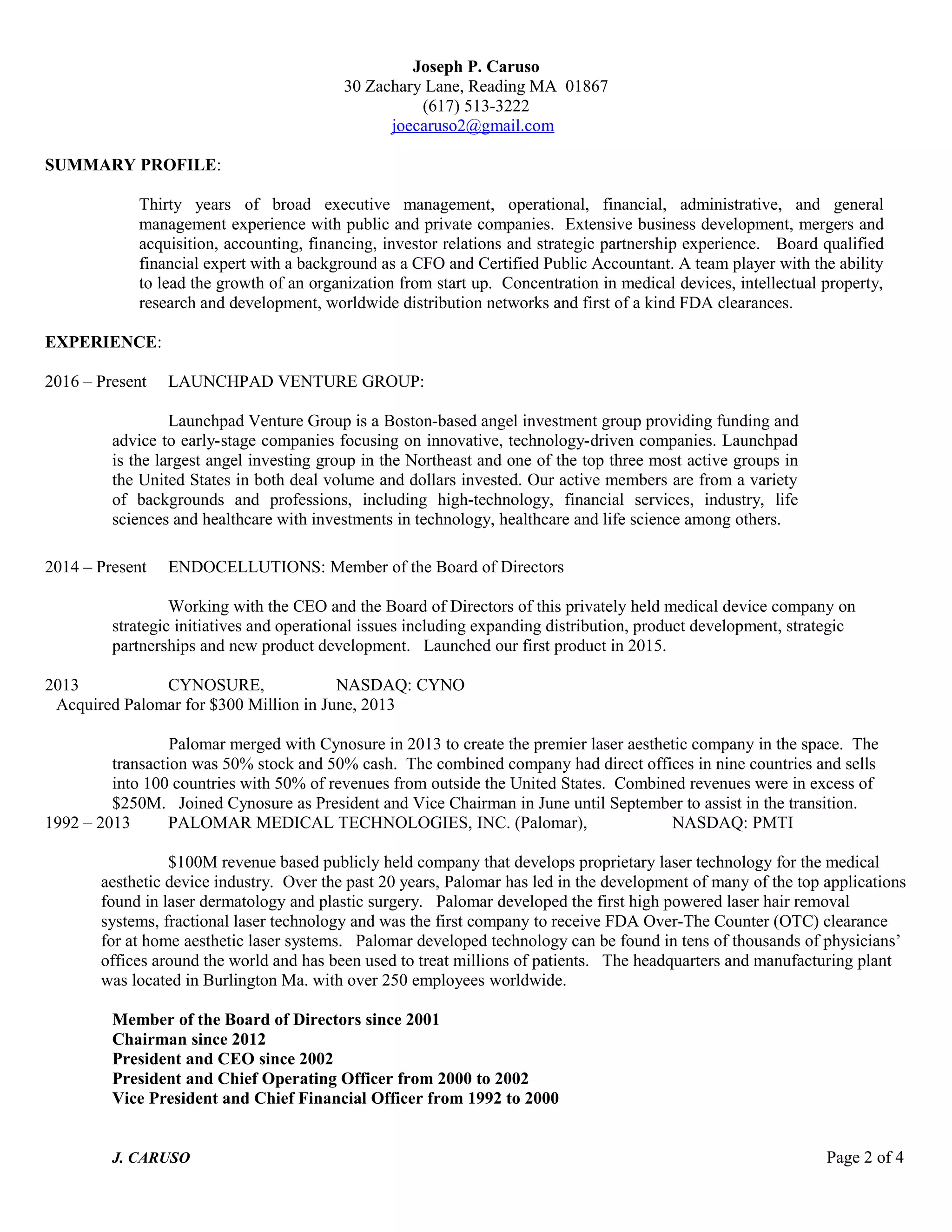 Joe Caruso CV5 | DOC