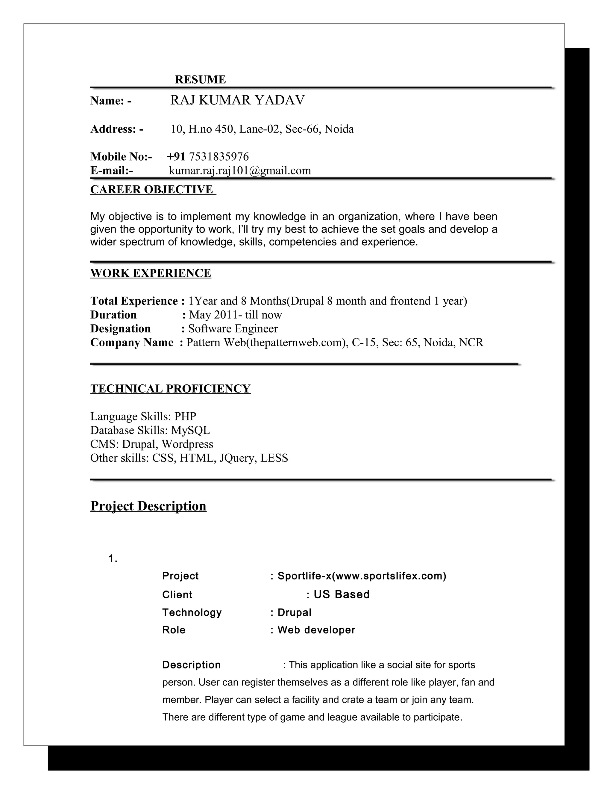 raj_resume | DOC | Computing | Technology & Computing