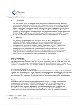 Hedge Fund Insurance Brochure | PDF