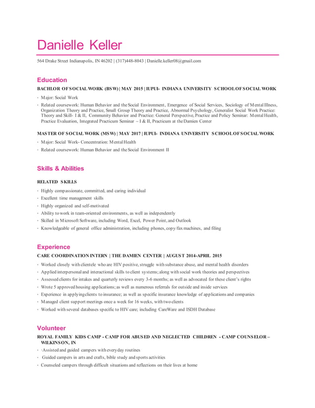 Danielle Keller's Resume | PDF | Free Download