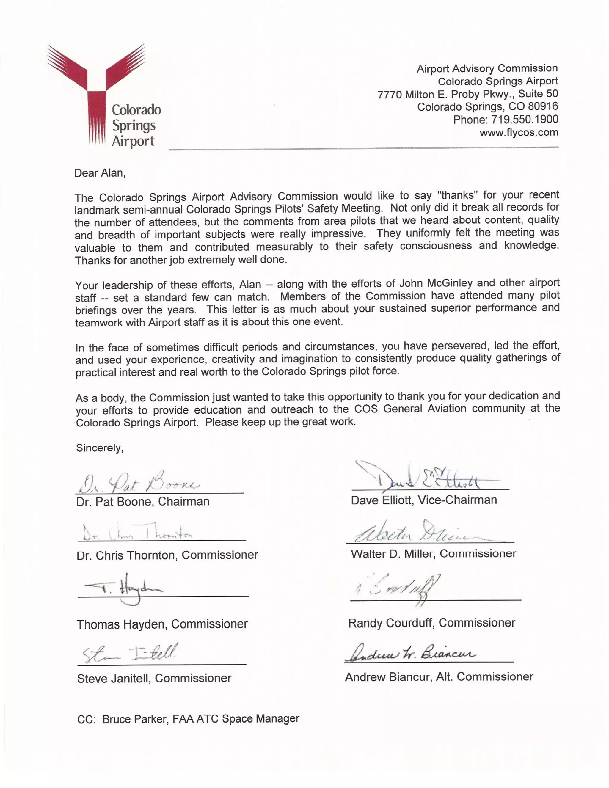 COS Airport Letter of Appreciation 2013 | PDF