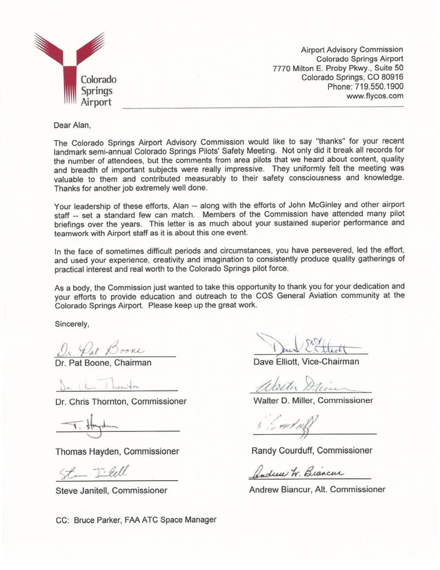 COS Airport Letter of Appreciation 2013 | PDF