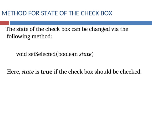 JCheckBox is a light weight component of java | PPT