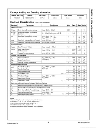 Original Mosfet 33N25 FDP33N25 250V 33A TO-220 New Fairchild | PDF