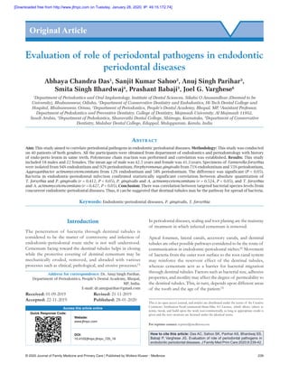 Evaluation of role of periodontal pathogens in endodontic periodontal ...