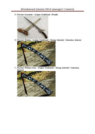 33 provinsi di indonesia dan senjata tradisionalnya | DOCX