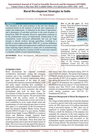 Rural Development Strategies in India | PDF