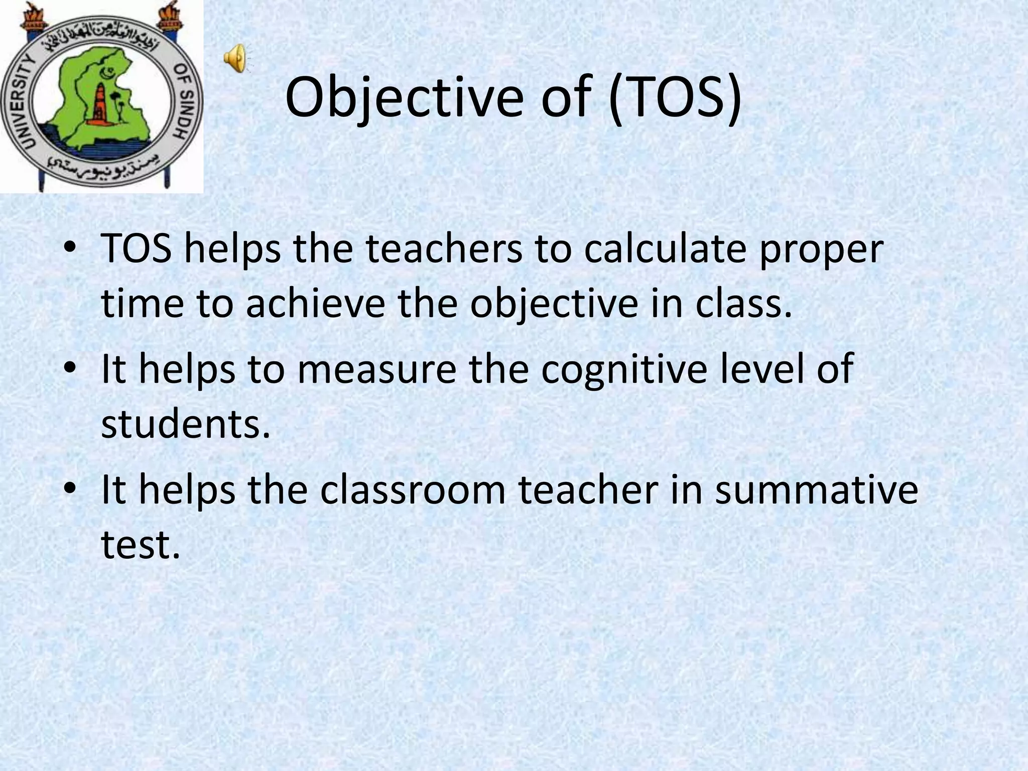 Table of Specification | PPTX