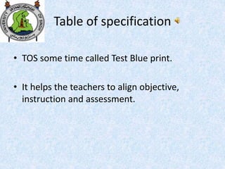 Table of Specification | PPTX