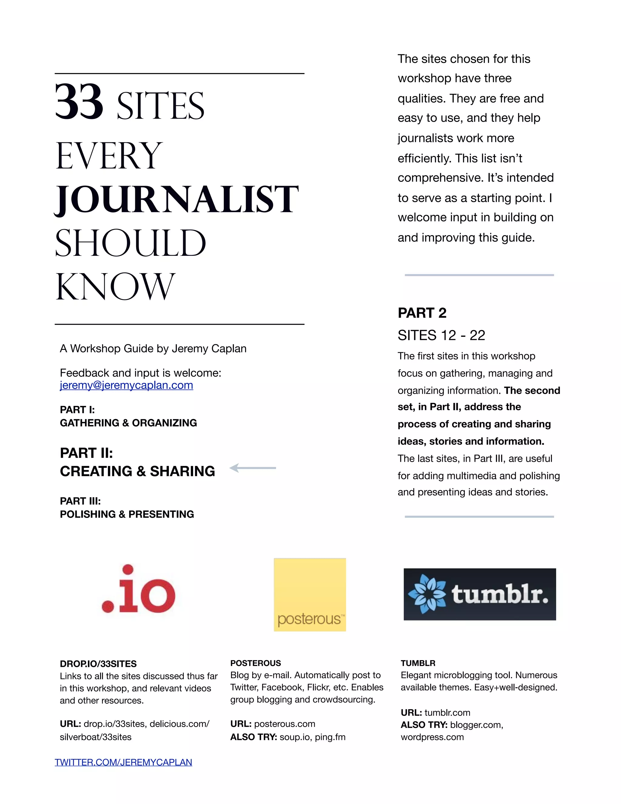 33 Sites Every Journalist Should Know - Handout | PDF