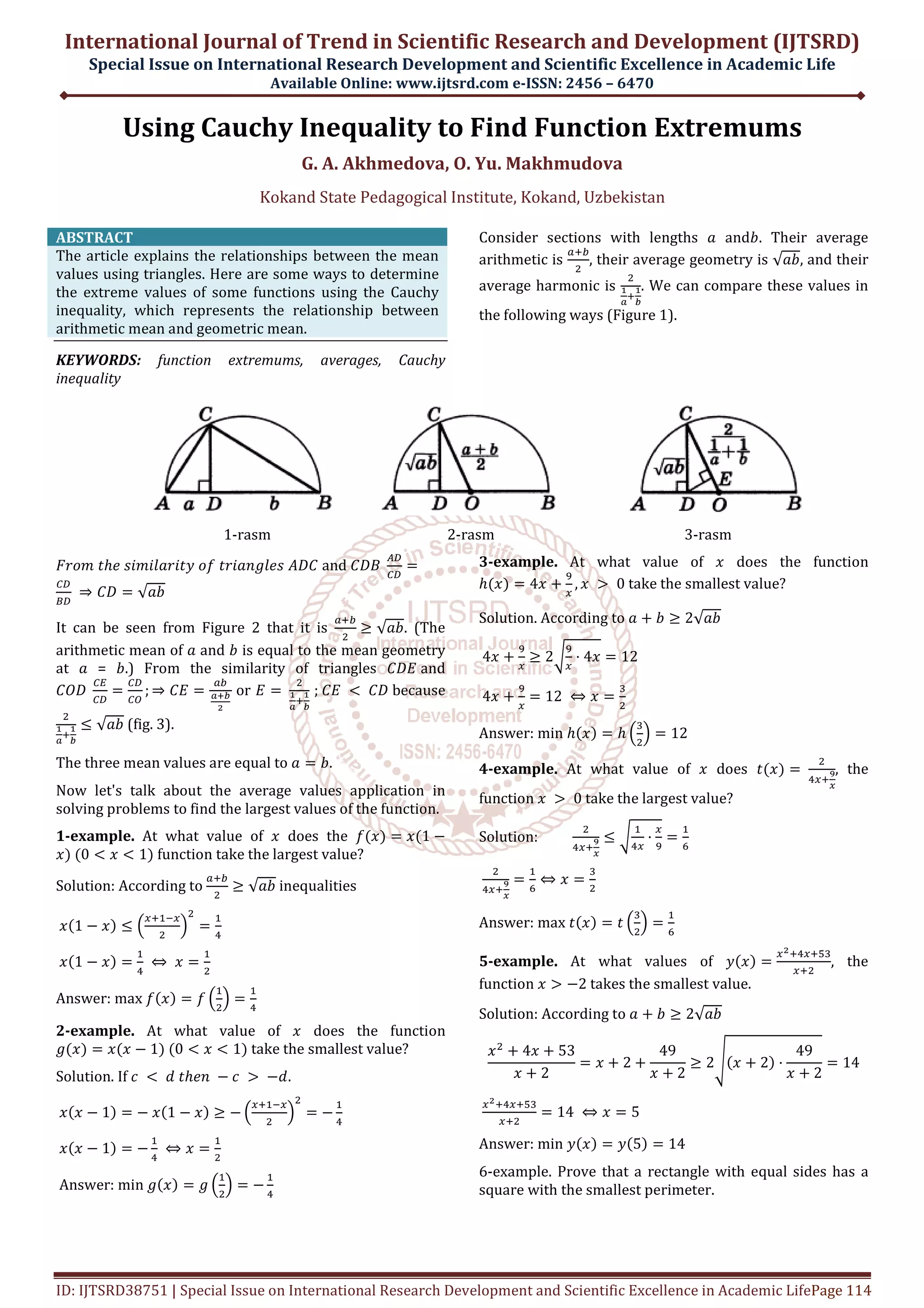 Using Cauchy Inequality To Find Function Extremums Pdf