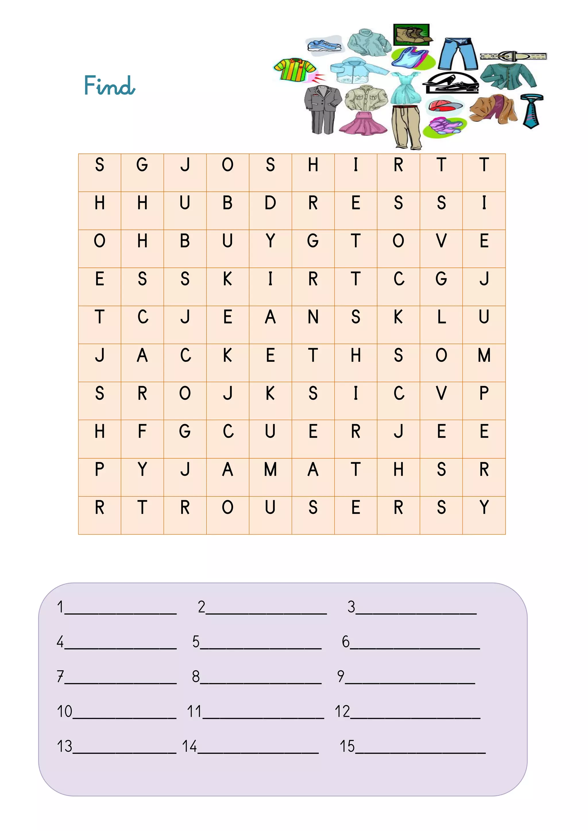 wordsearch clothes | PDF