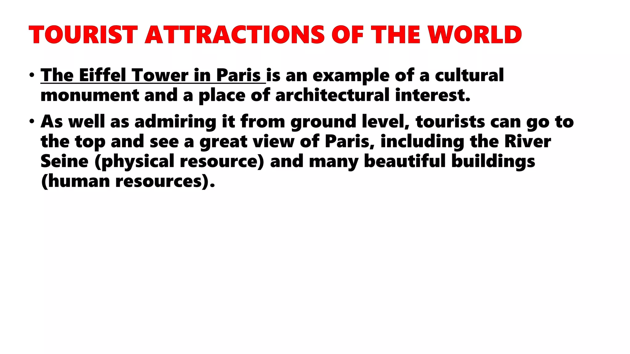 GEOGRAPHY IGCSE: TOURISM - ATTRACTIONS | PPTX
