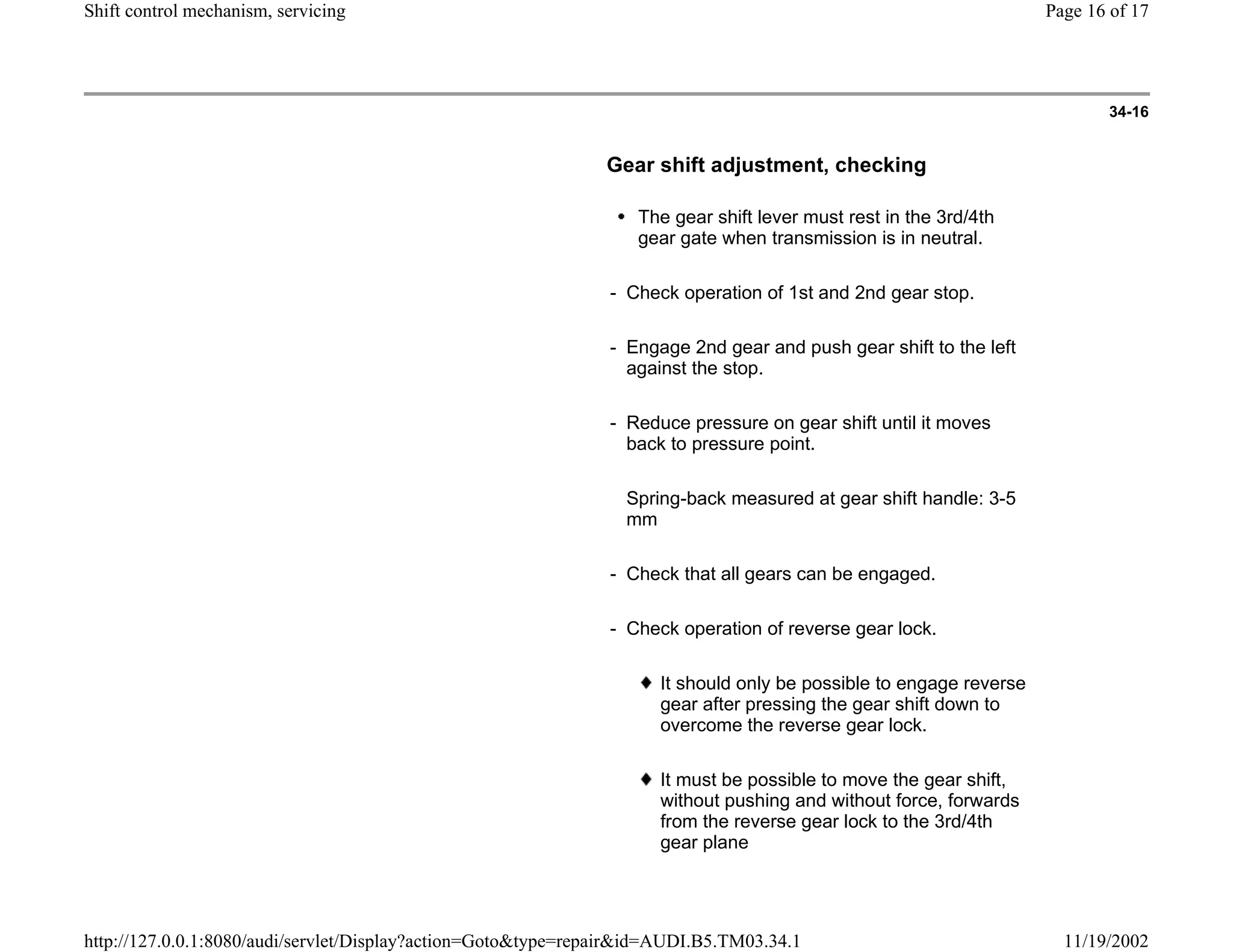 Shift control mechanism audi a4 b5 | PDF