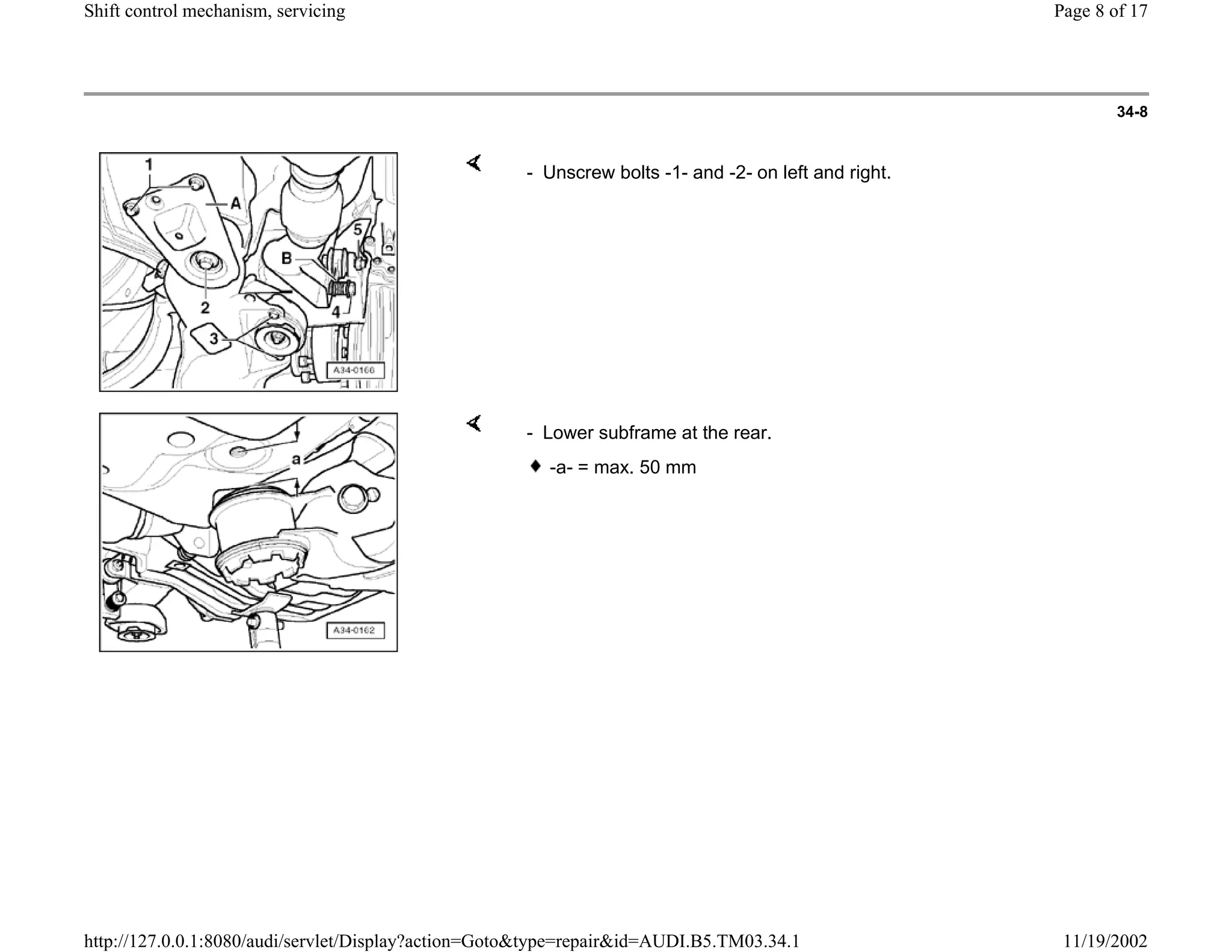 Shift control mechanism audi a4 b5 | PDF
