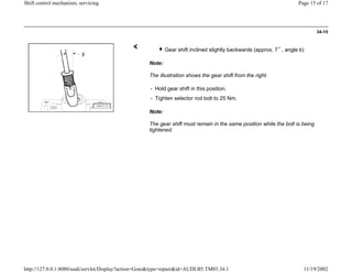 Shift control mechanism audi a4 b5 | PDF