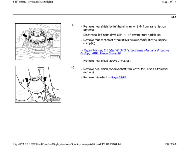 Shift control mechanism audi a4 b5 | PDF | Off-Road Vehicles | Auto ...
