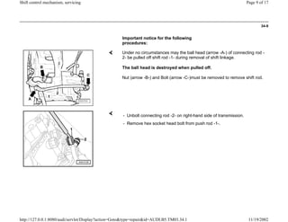 Shift control mechanism audi a4 b5 | PDF